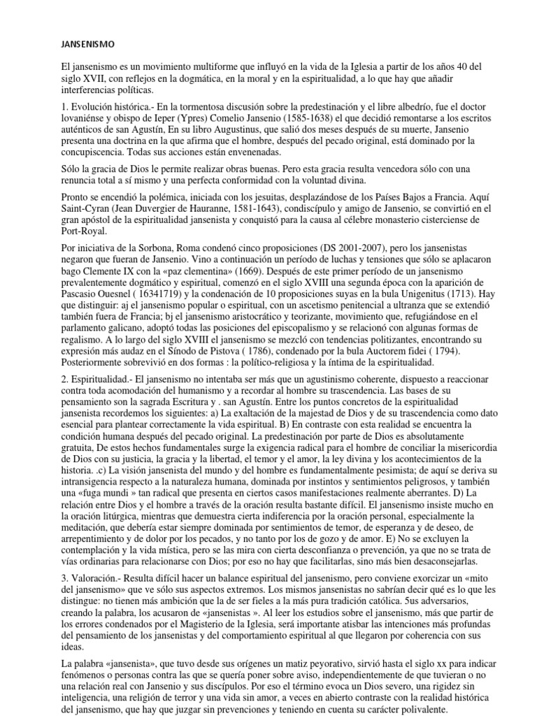 Jansenismo PDF | PDF | Creencia religiosa y doctrina | Comportamiento ...
