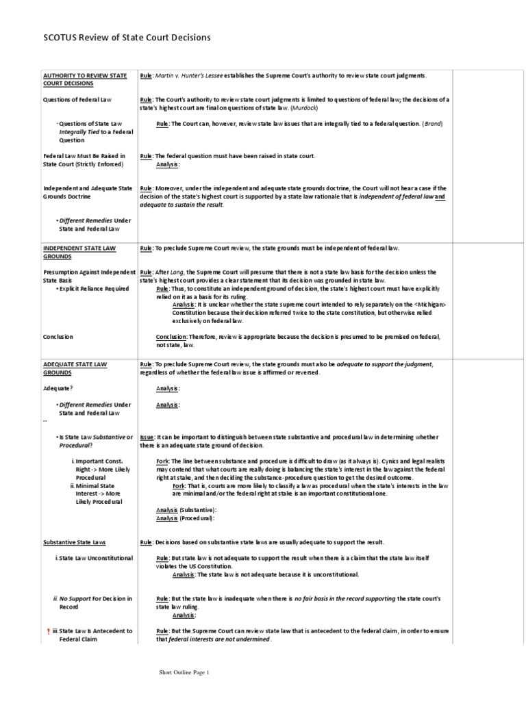 SCOTUS Review of State Court Decisions | PDF | Law Of The United States ...
