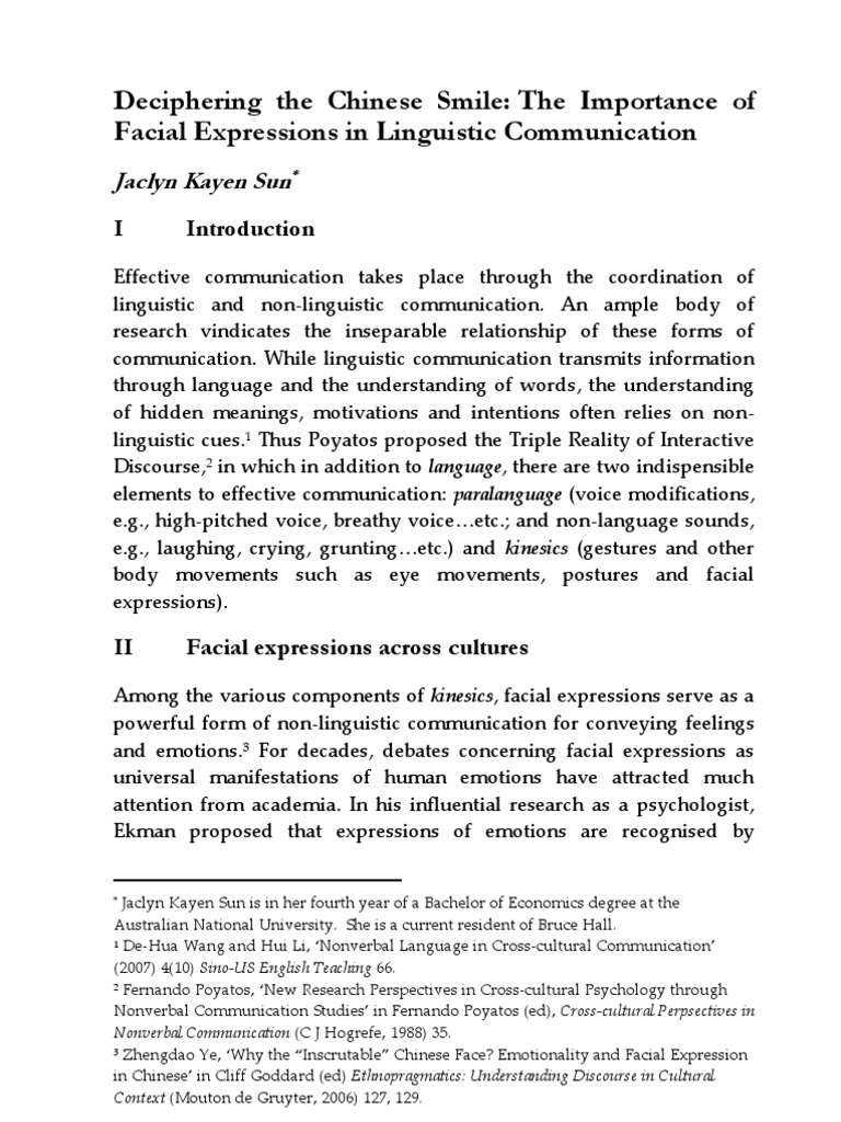 Deciphering The Chinese Smile: The Importance of Facial Expressions in ...