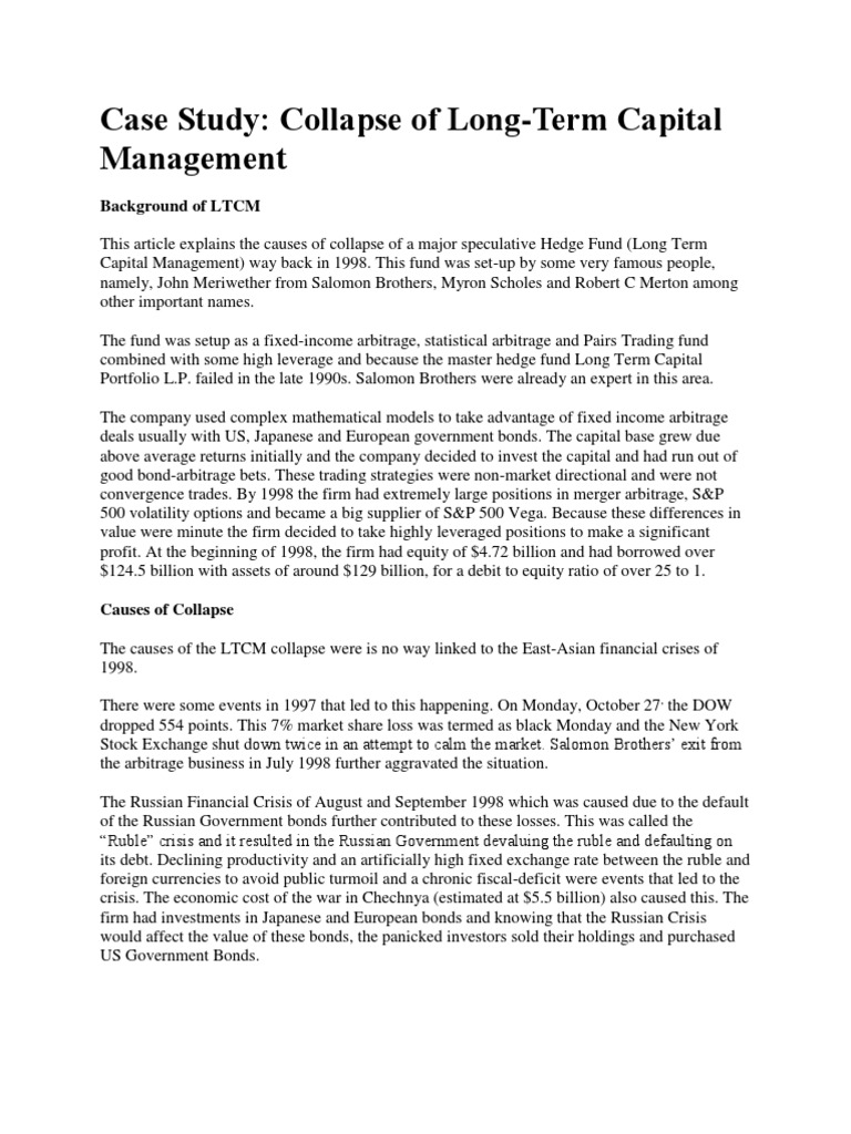LTCM | PDF | Long Term Capital Management | Arbitrage