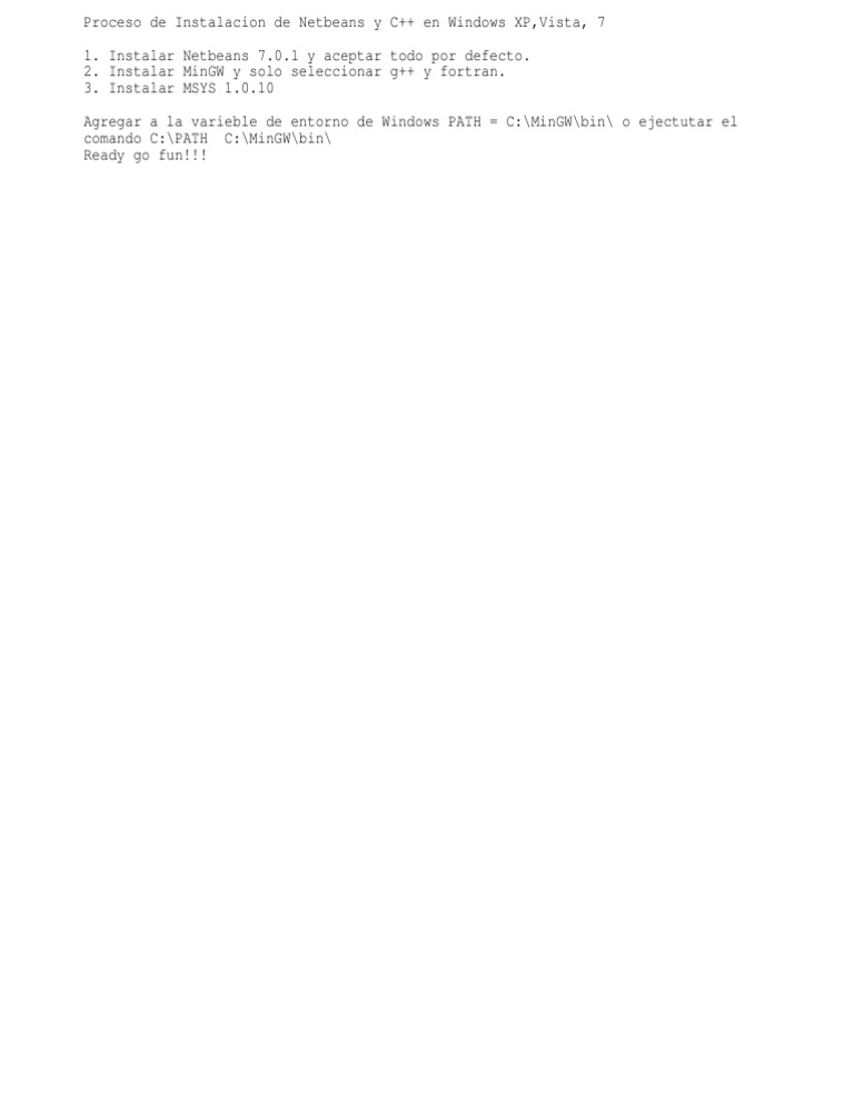 Proceso de Instalacion de Netbeans y C++ | PDF