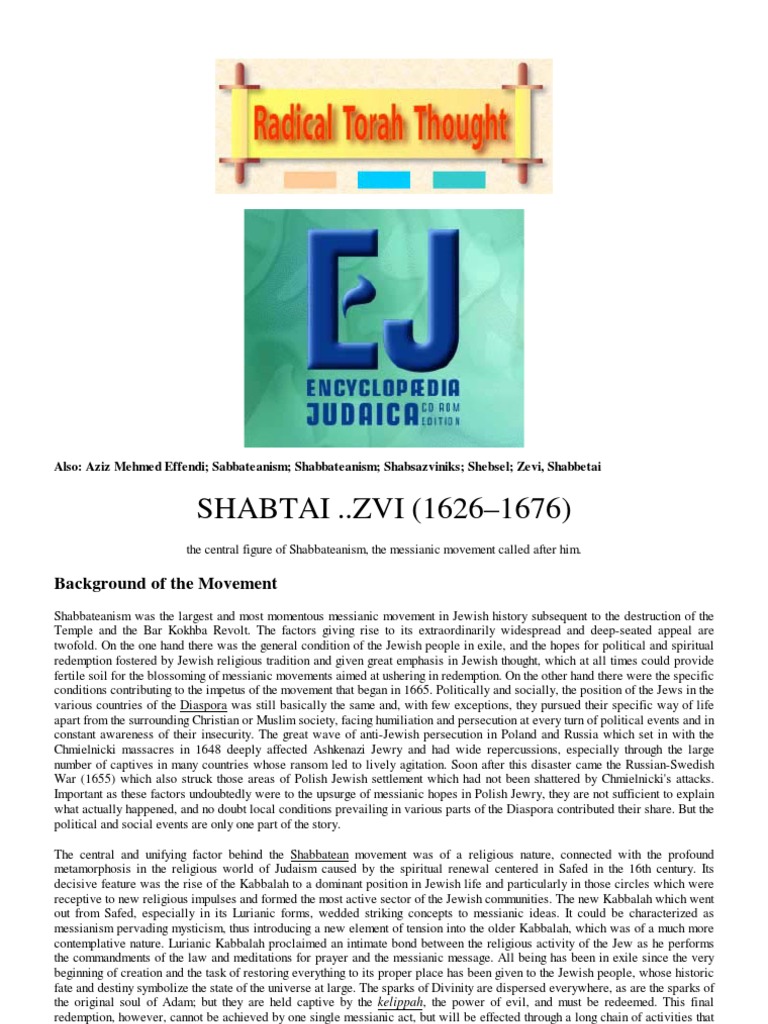 Shabtai ..Zvi PDF | PDF | Kabbalah | Jewish Eschatology