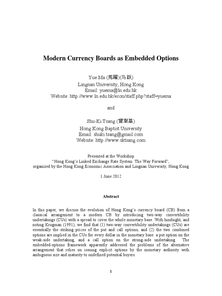 Currency Boards and Options | PDF | Option (Finance) | Central Banks