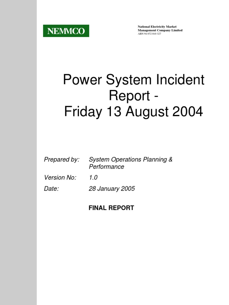 Power System Incident Report: Aug 2004 | PDF | Electric Power System ...