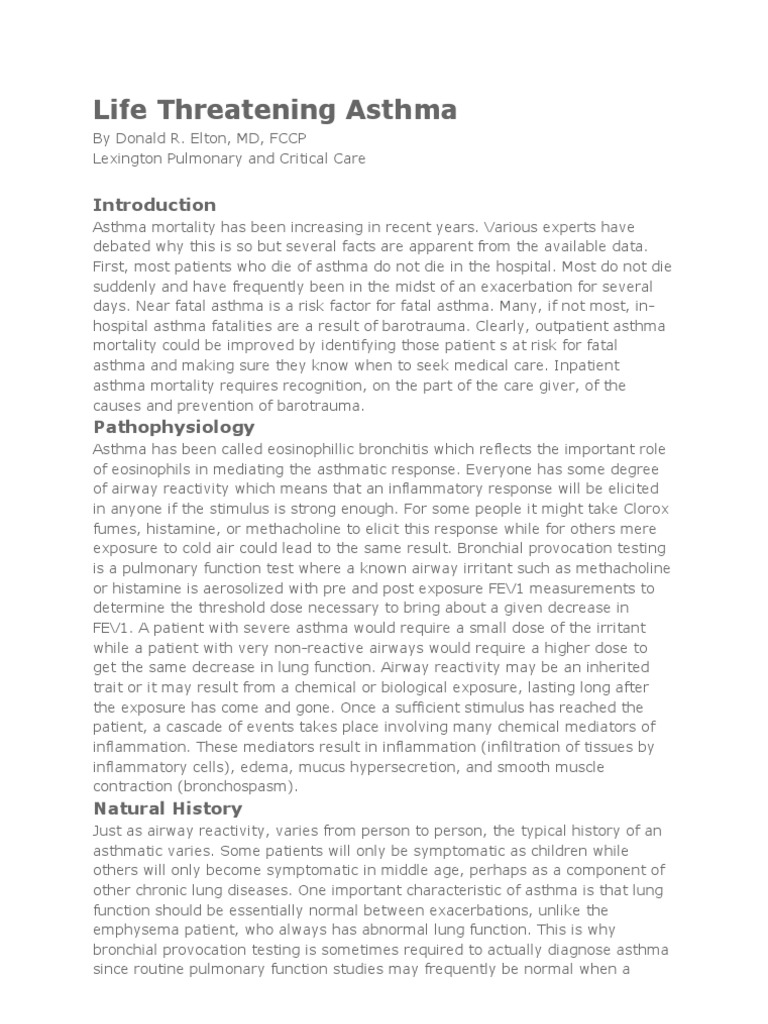 Life Threatening Asthma | PDF | Asthma | Breathing