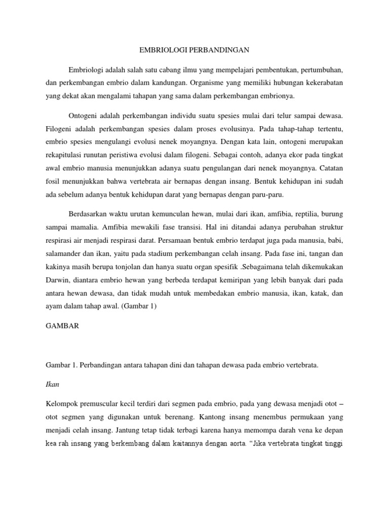 Embriologi Perbandingan | PDF