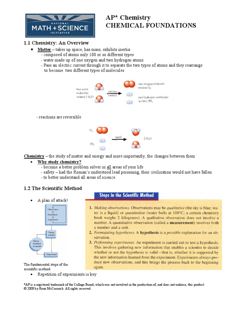 AP Chemistry Chemical Foundations | PDF
