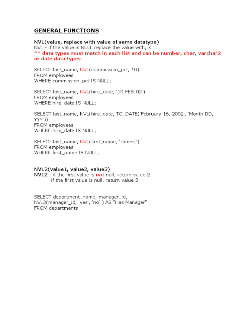 Null General Functions | PDF