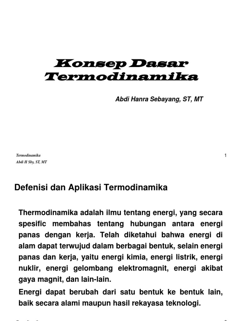 1 - Konsep Dasar Termodinamika | PDF
