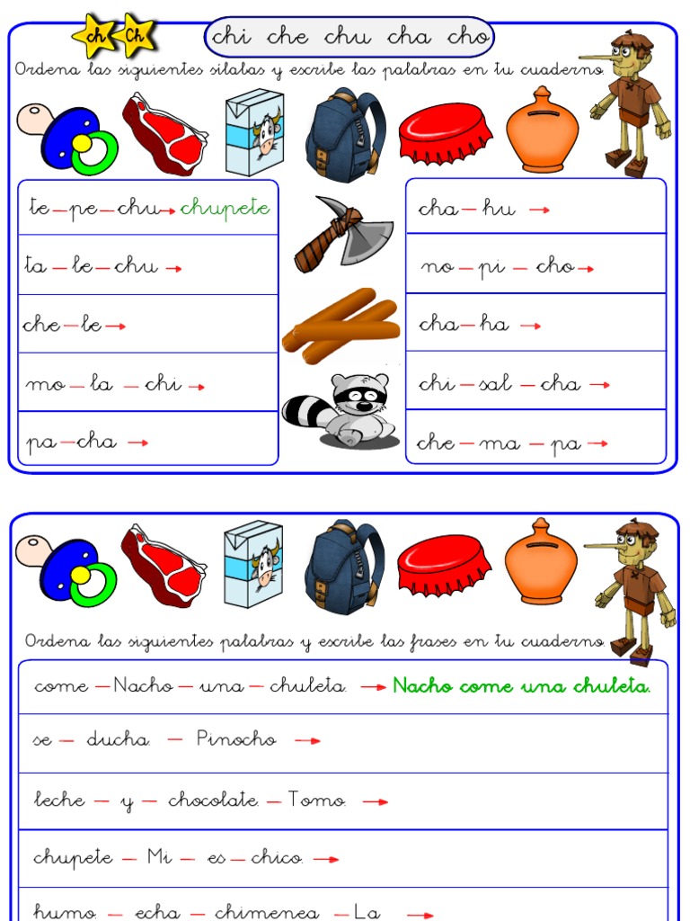 Ordenar Sílabas CH | PDF