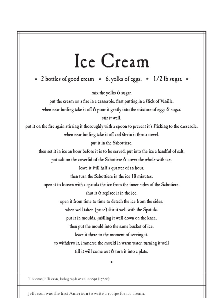 From Molly O'Neill, Ed., AMERICAN FOOD WRITING, Page 5: Jefferson Was ...