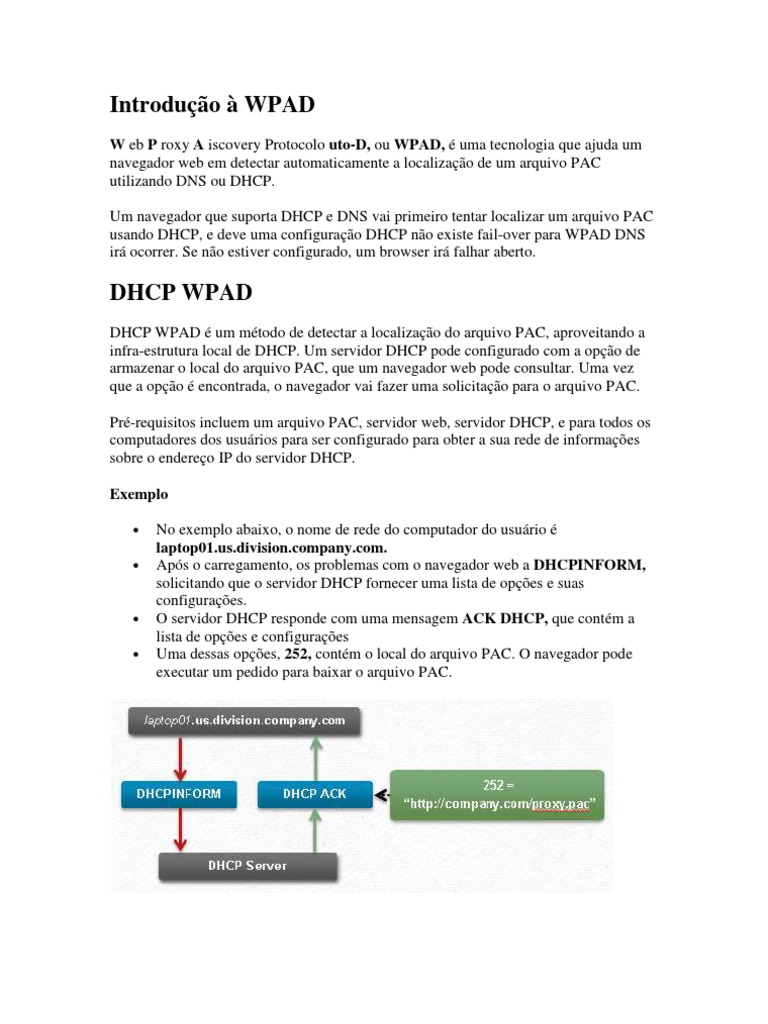 Introdução À WPAD | PDF | Sistema de Nomes de Domínio (DNS) | Navegador ...