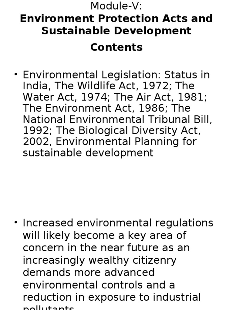 Environment Protection Acts and Sustainable Development | PDF ...