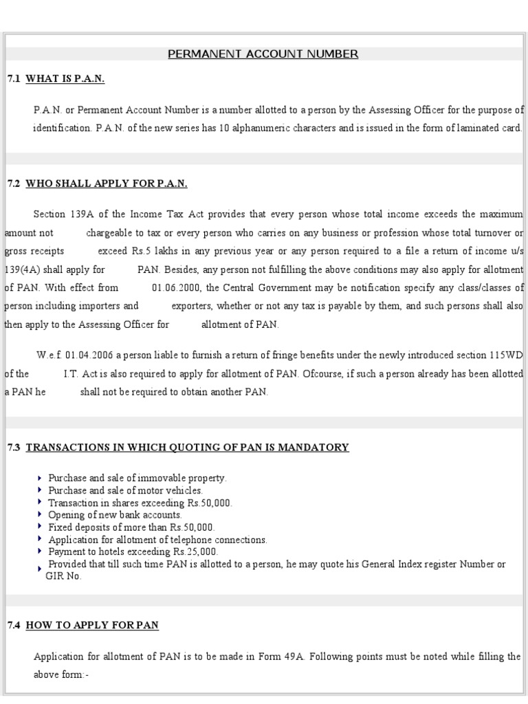 Permanent Account Number | PDF | Taxation | Payments