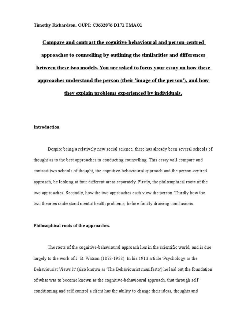 Comparing CBT and Person-Centred Therapy | PDF | Behaviorism ...