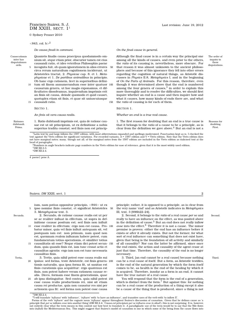Disputatio Metaphysica 23.1 | PDF | Causality | Metaphysics