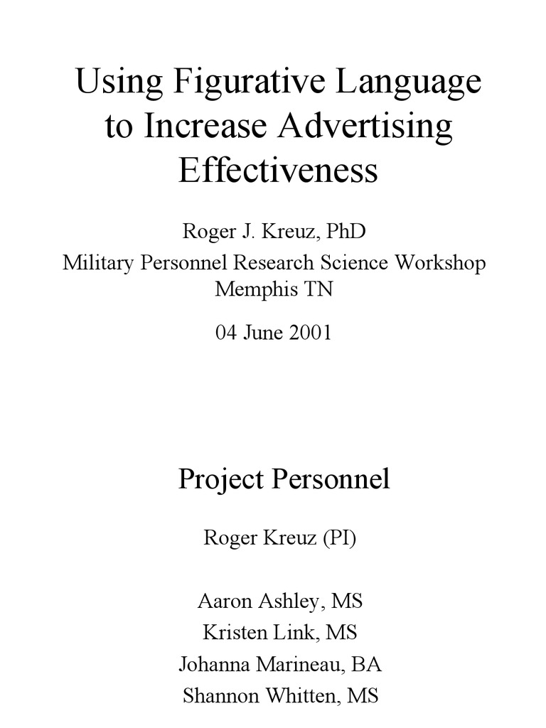 Figurative Language in Advertisements | PDF | Irony | Recall (Memory)