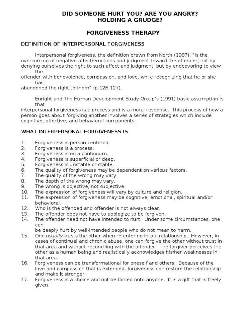 Forgiveness Therapy | Forgiveness | Interpersonal Relationships