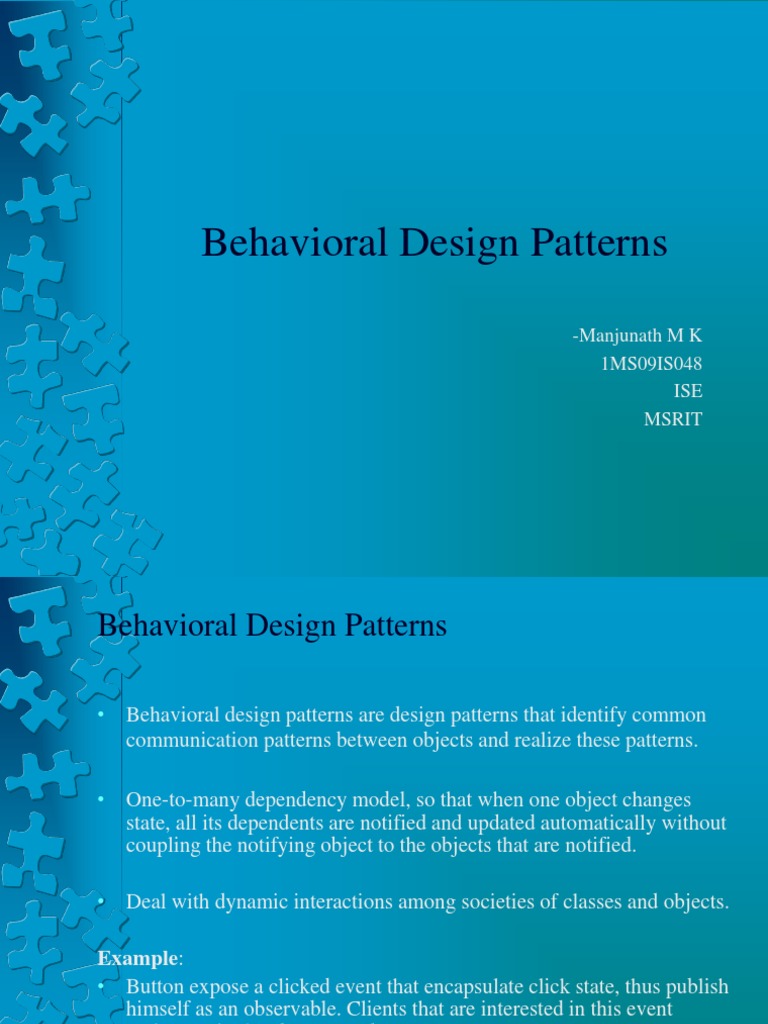 Behavioral Design Patterns Pdf Method Computer Programming