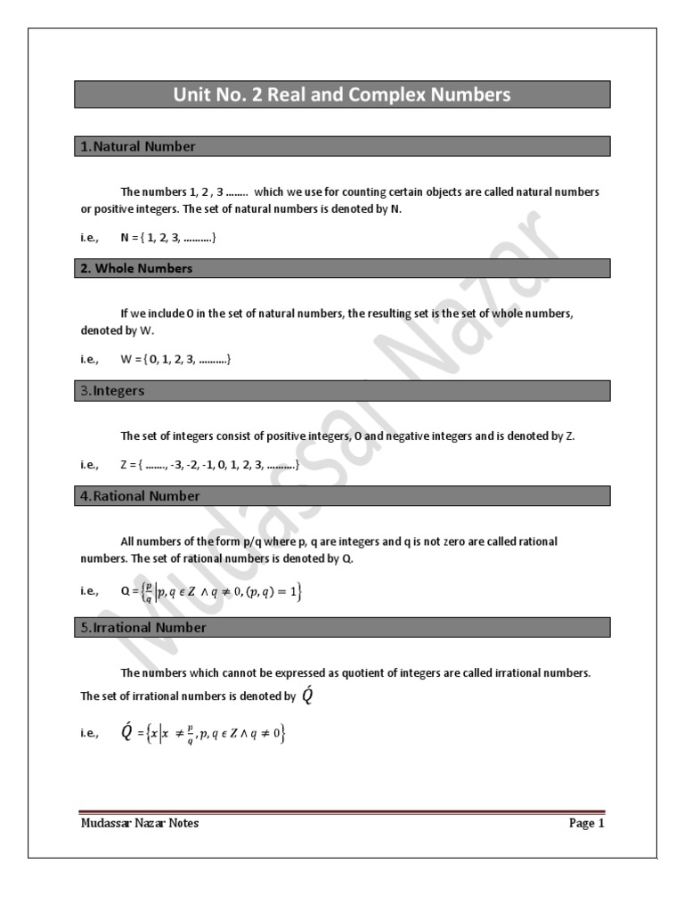 Unit 2 Real and Complex Numbers | PDF | Rational Number | Integer