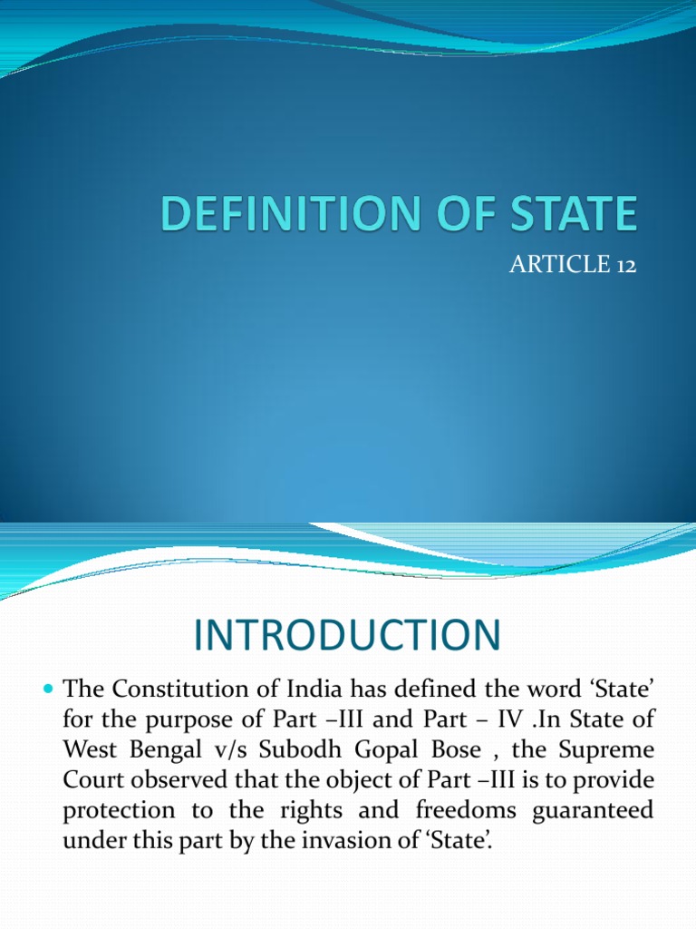 Definition of State | PDF | U.S. State | Supreme Court Of India