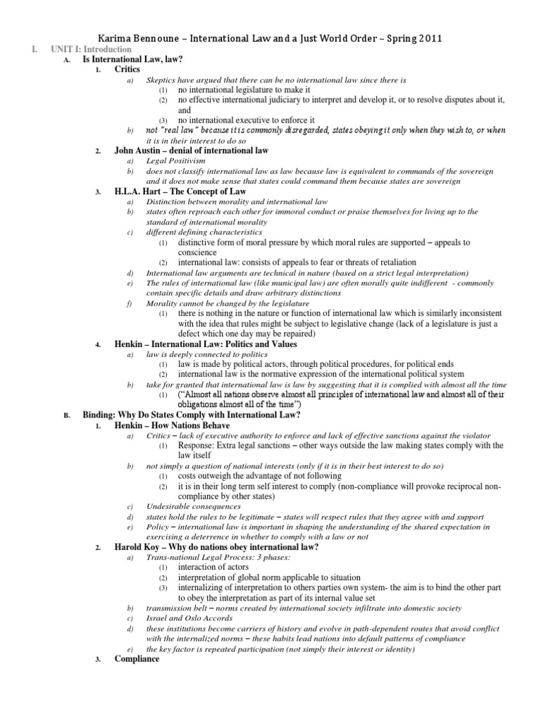 Public International Law Outline | Treaty | International Law