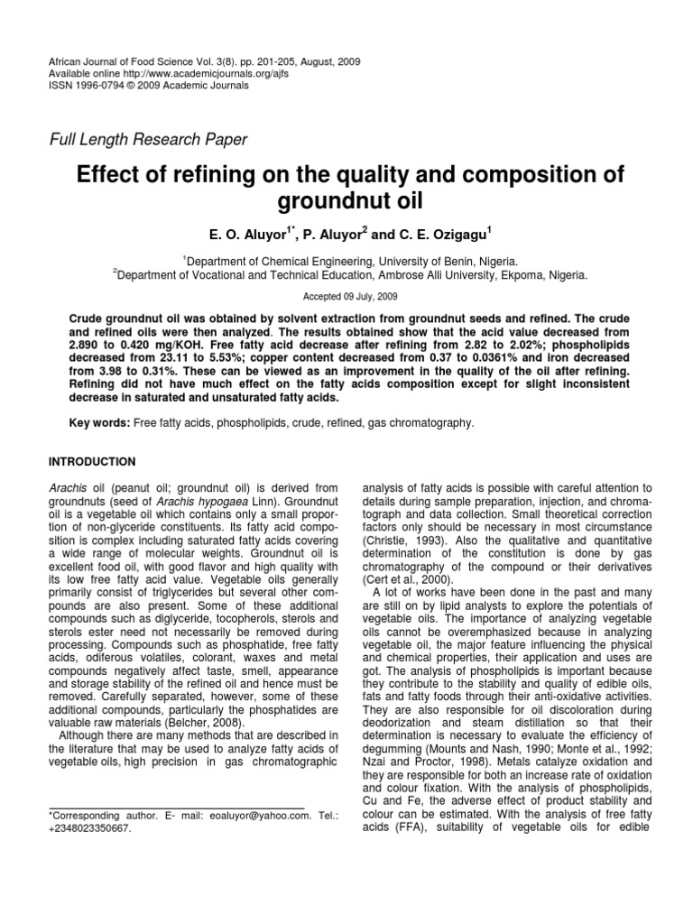 Groundnut Oil Fatty Acid Composition | PDF | Fatty Acid | Petroleum