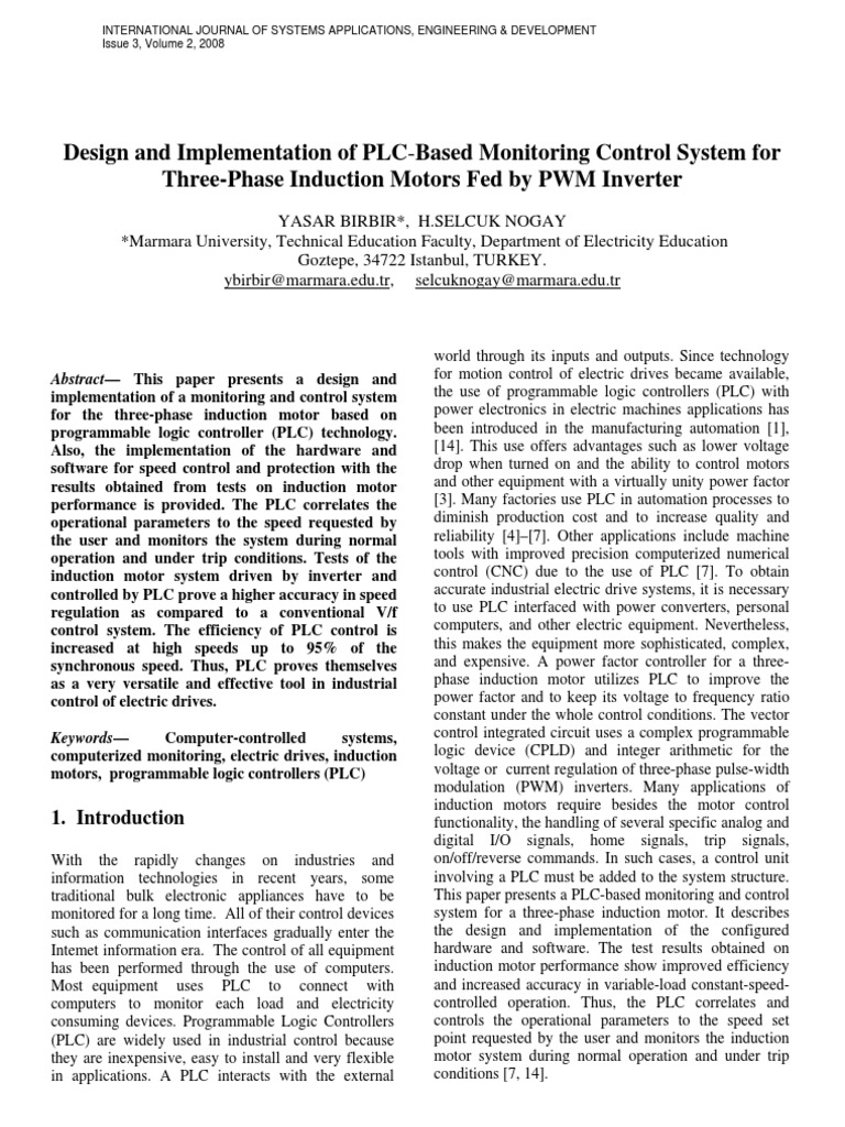 Design and Implementation of PLC-Based Monitoring Control System For ...