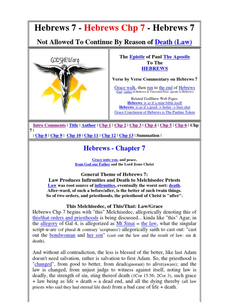 Hebrews 7 - Hebrews 7 | PDF | Tithe | Epistle To The Hebrews