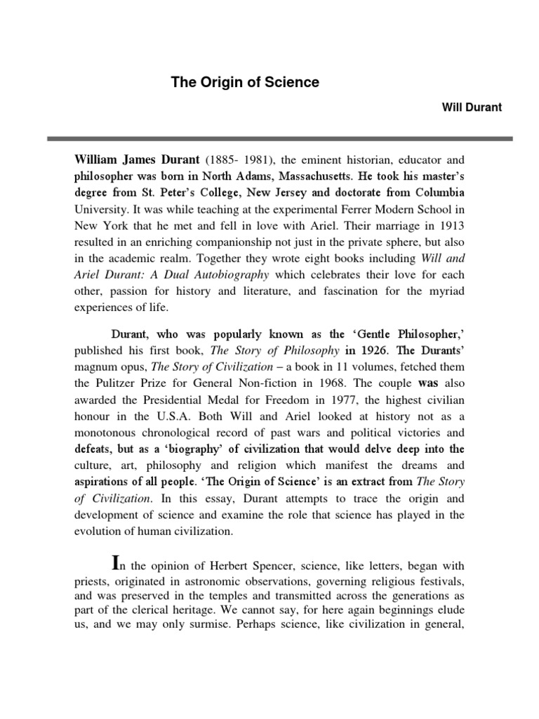 The Origin of Science With Notes | PDF | Religion And Belief | Wellness