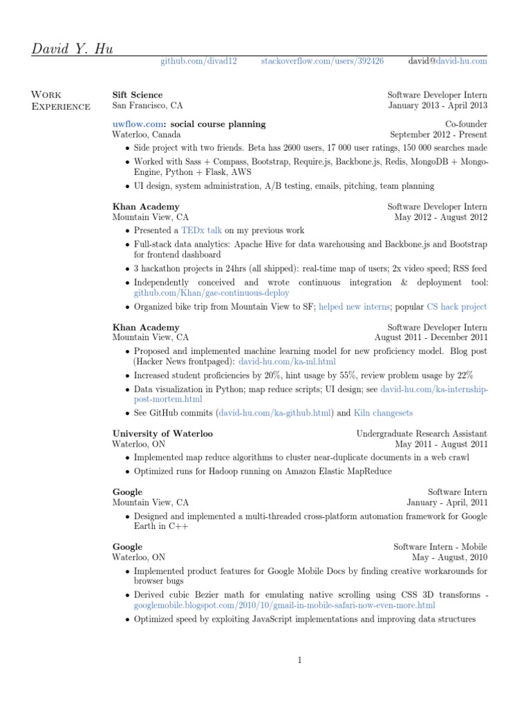 Waterloo Student Resume (Software Engineering) | PDF | Map Reduce ...