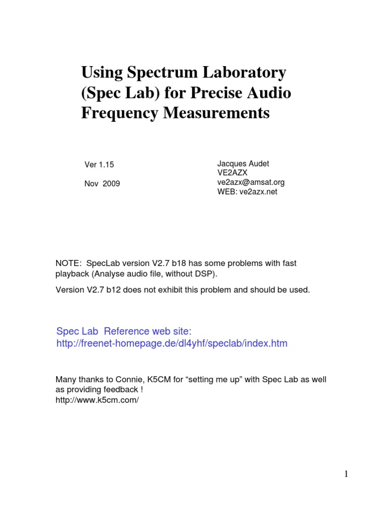 Using Spectrum Laboratory (Spec Lab) For Precise Audio Frequency ...