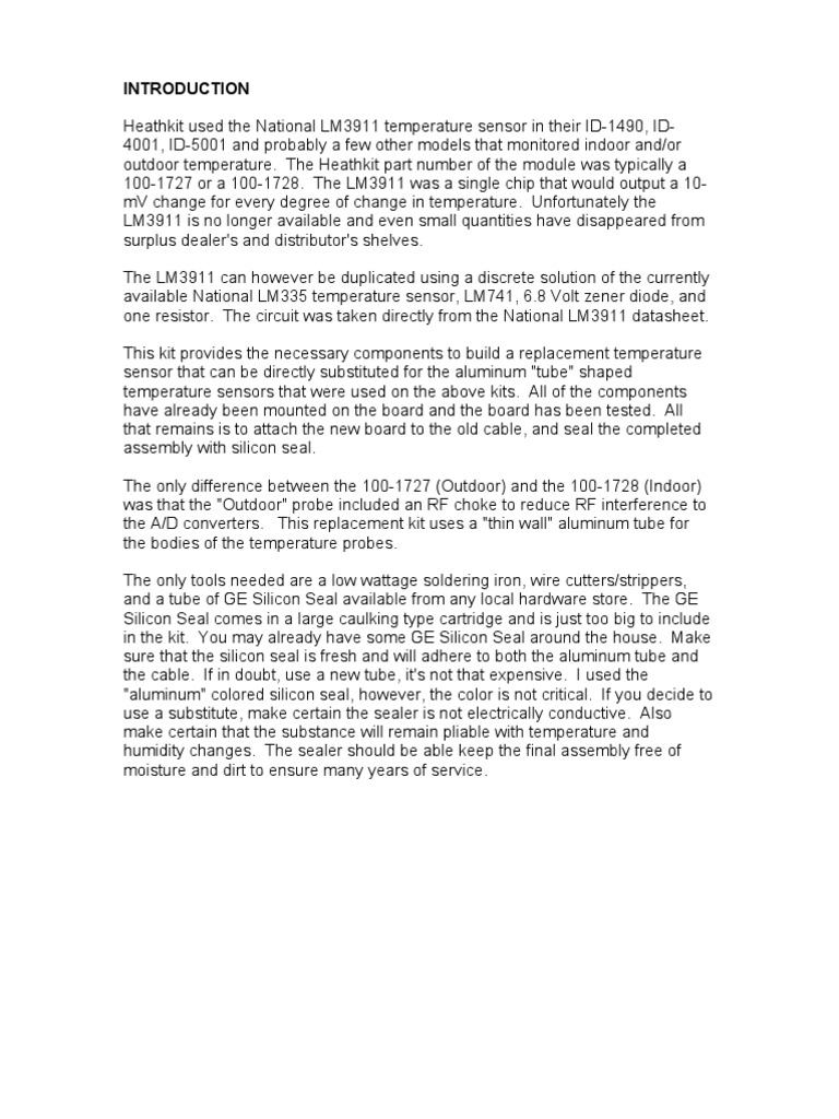 Temp Sensor Manual Update 1 | PDF | Vacuum Tube | Electrical Components