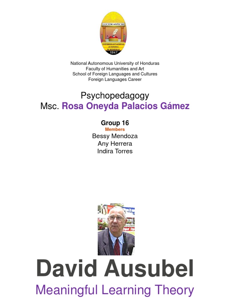 David Ausubel | PDF | Learning Theory (Education) | Learning