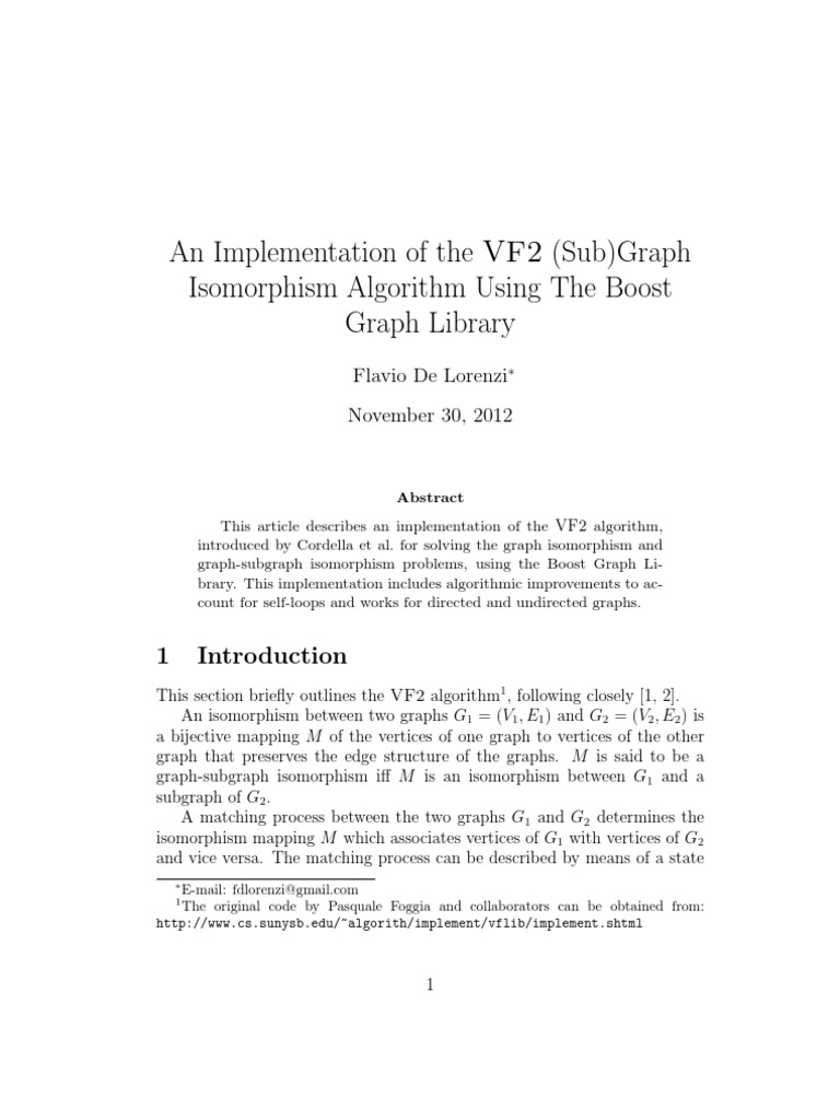 Vf2 Sub GVraph Iso Impl | PDF | Vertex (Graph Theory) | Parameter (Computer Programming)
