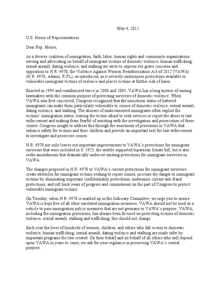 Opposition to H.R. 4970 on VAWA | PDF | Victimology | Domestic Violence