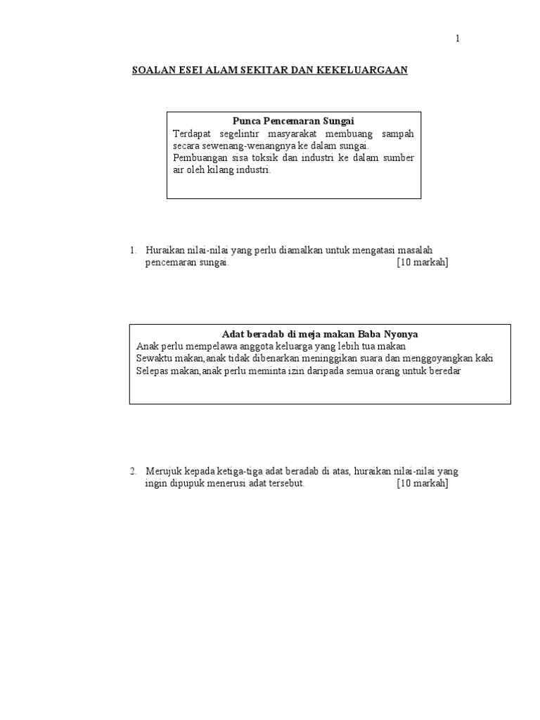 Soalan Esei PENDIDIKAN MORAL | PDF