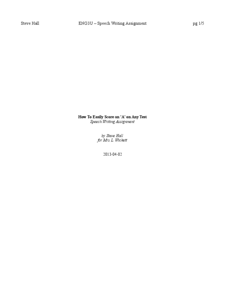 ENG3U Speech | PDF | Learning Styles | Mind