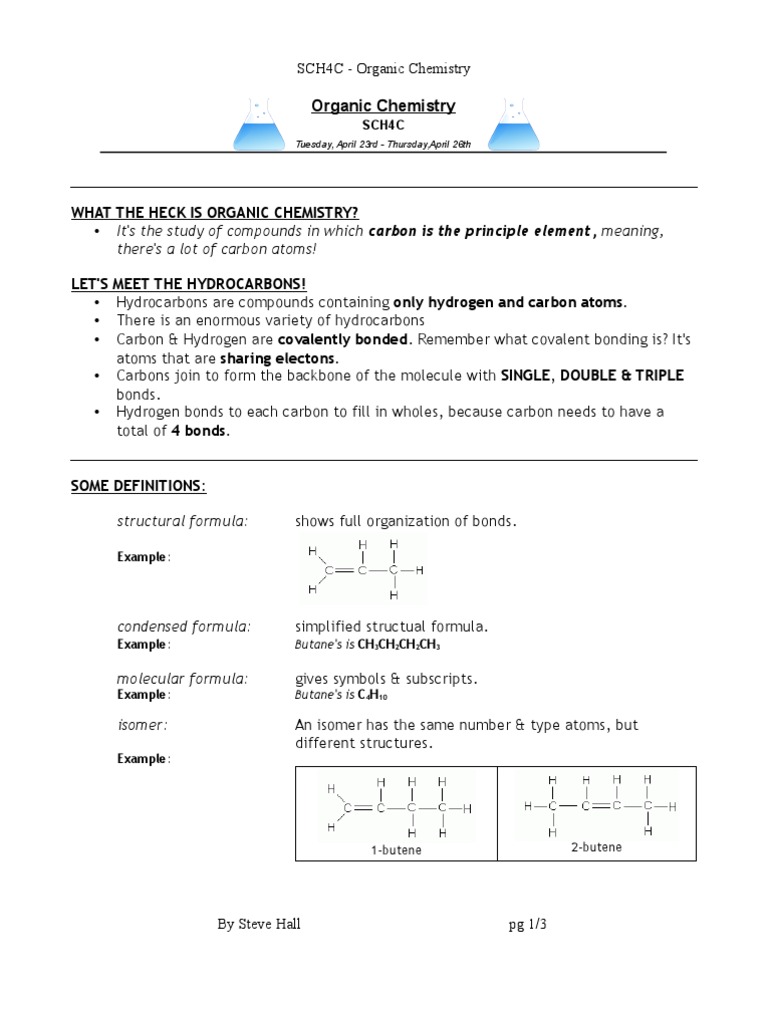 SCH4C Organic Chemistry Cheat Sheet | PDF | Alkene | Hydrocarbons