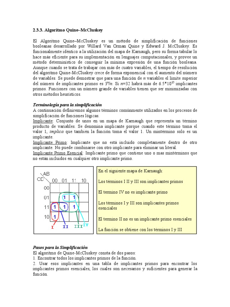 Algoritmo Quine McCluskey | PDF | Lógica matemática | Lógica