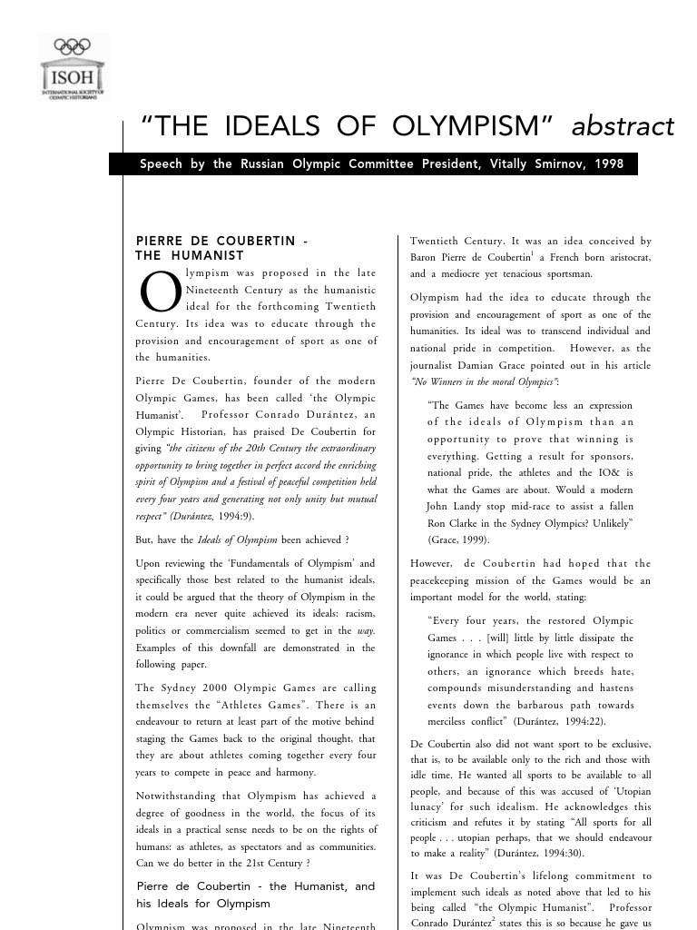 The Ideals of Olympism | PDF | Olympic Games | Humanism