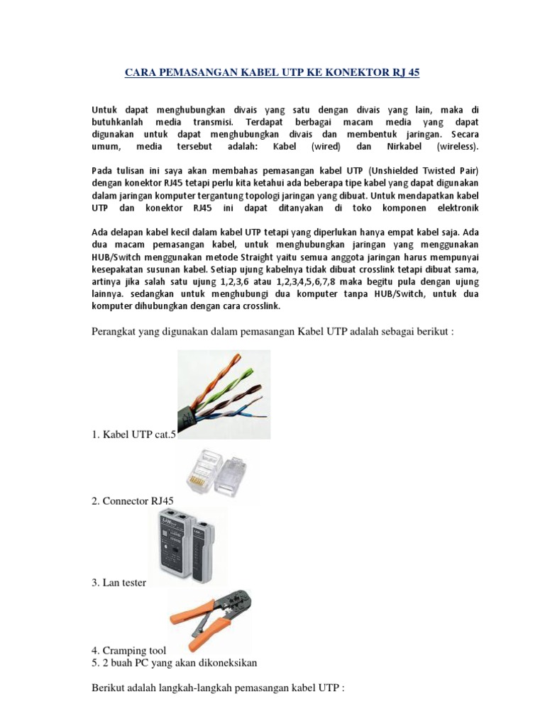 Panduan Pemasangan Kabel UTP RJ45 | PDF