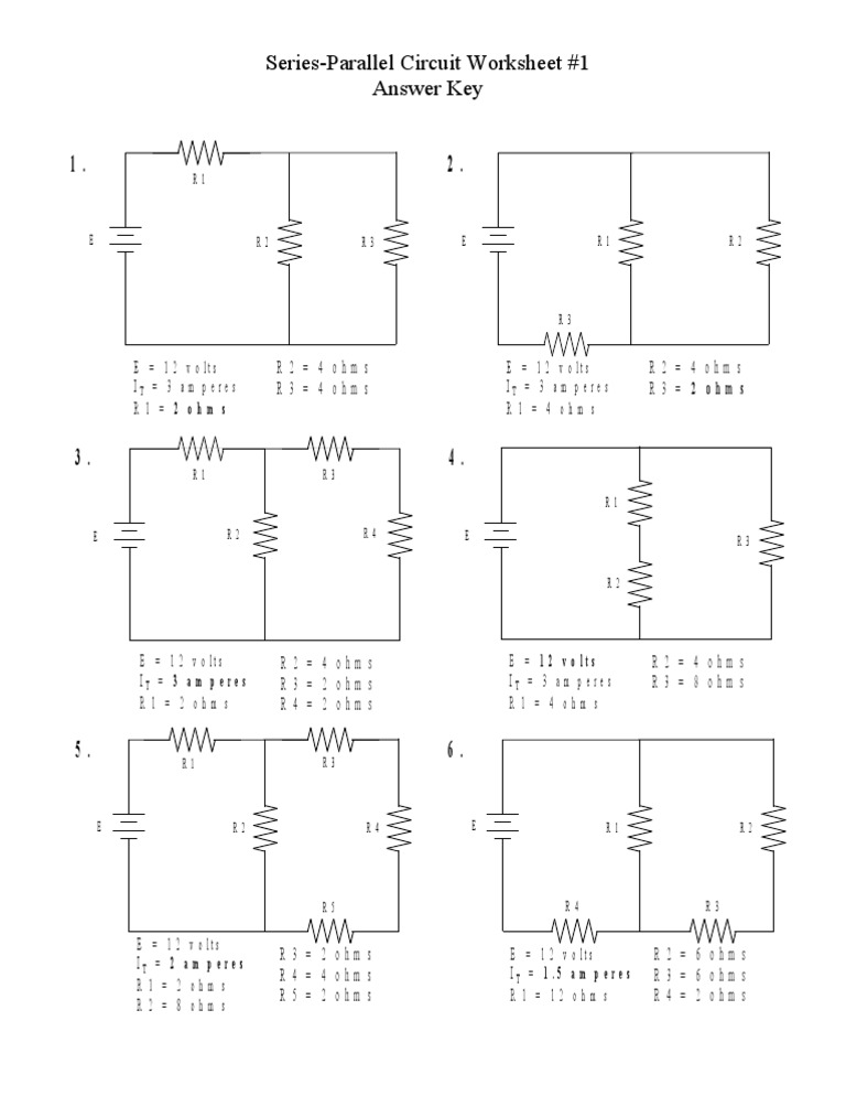 Series-Parallel Circuit Worksheet 1 Key | PDF | Science & Mathematics
