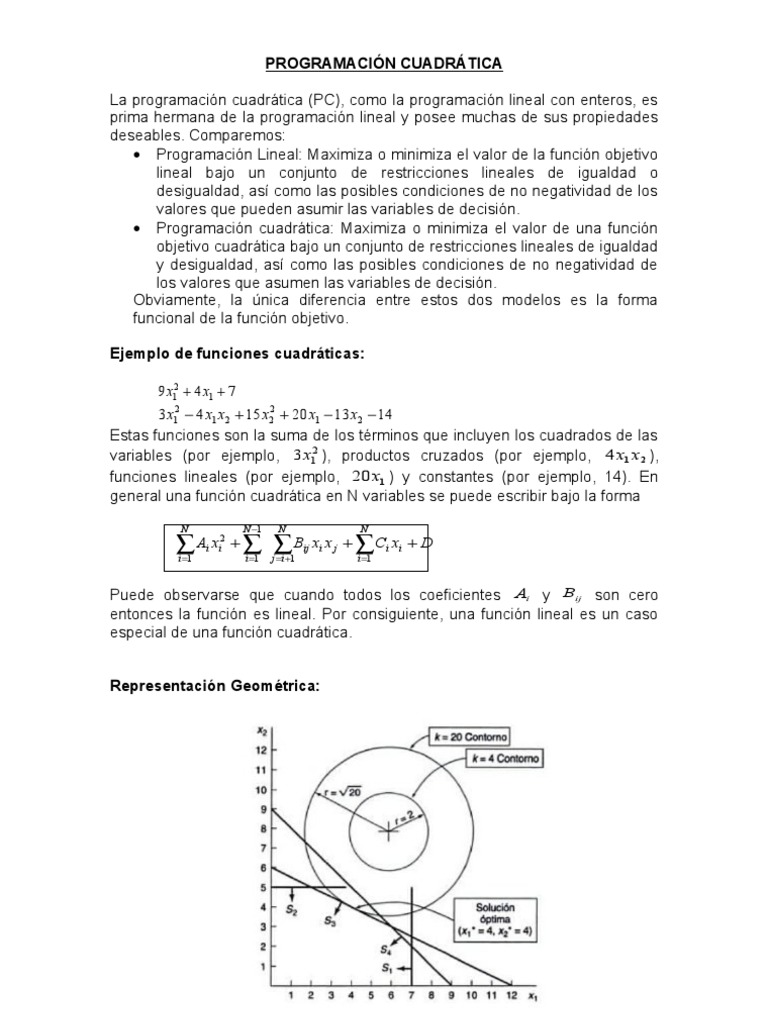 Programacion Cuadratica | PDF | Optimización Matemática | Programación ...