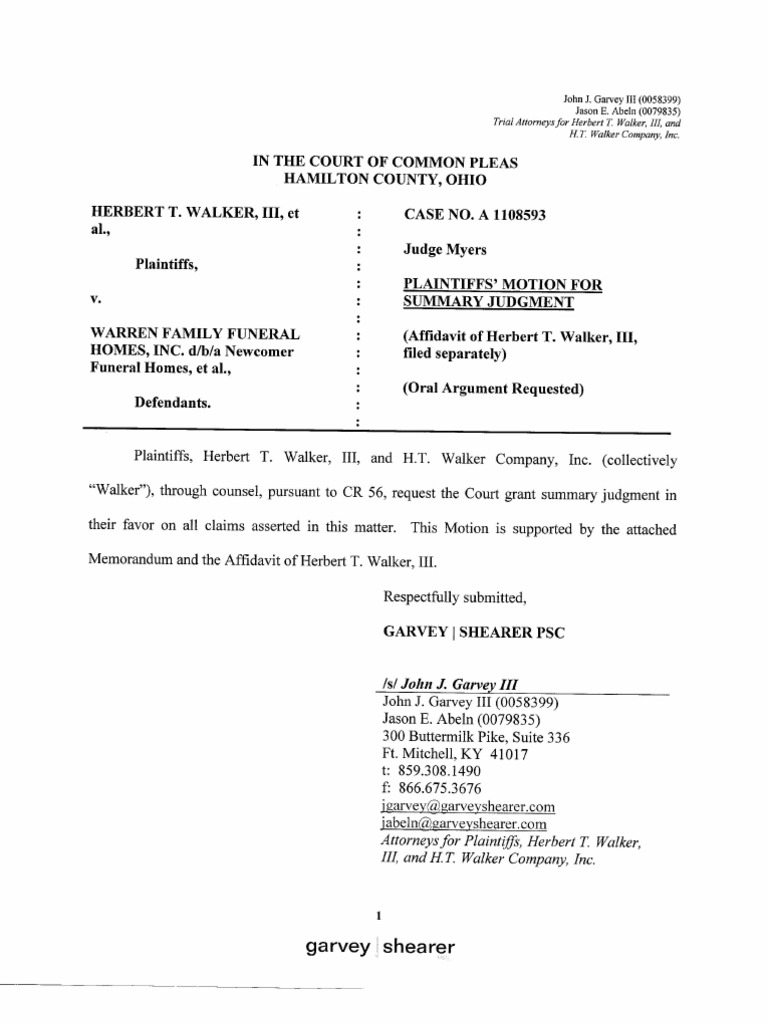 Motion For Summary Judgement | PDF