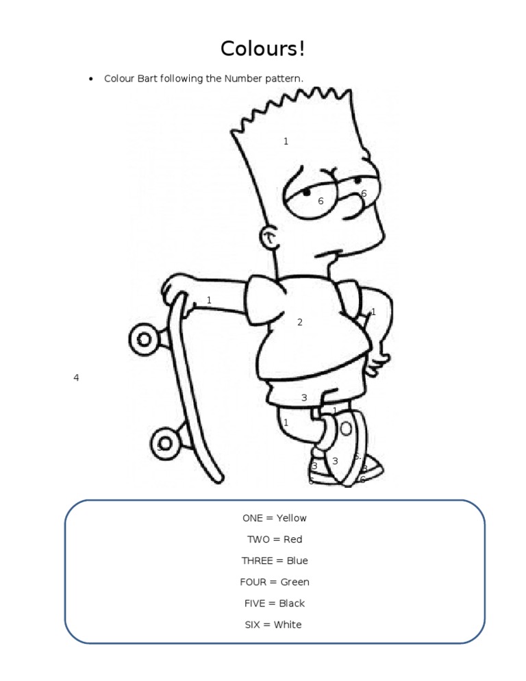 Colours!: Colour Bart Following The Number Pattern | PDF