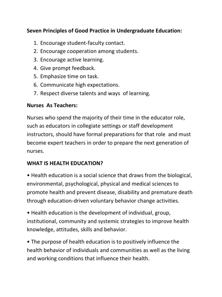 Seven Principles of Good Practice in Undergraduate Education | PDF ...