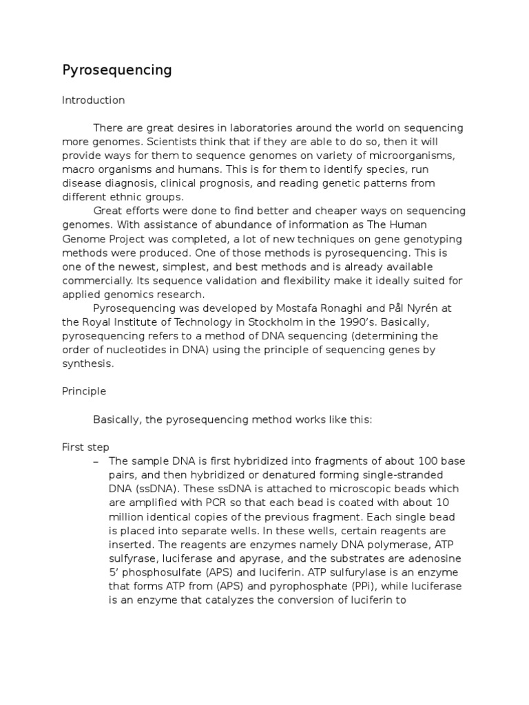 Pyrosequencing | PDF | Dna Sequencing | Dna