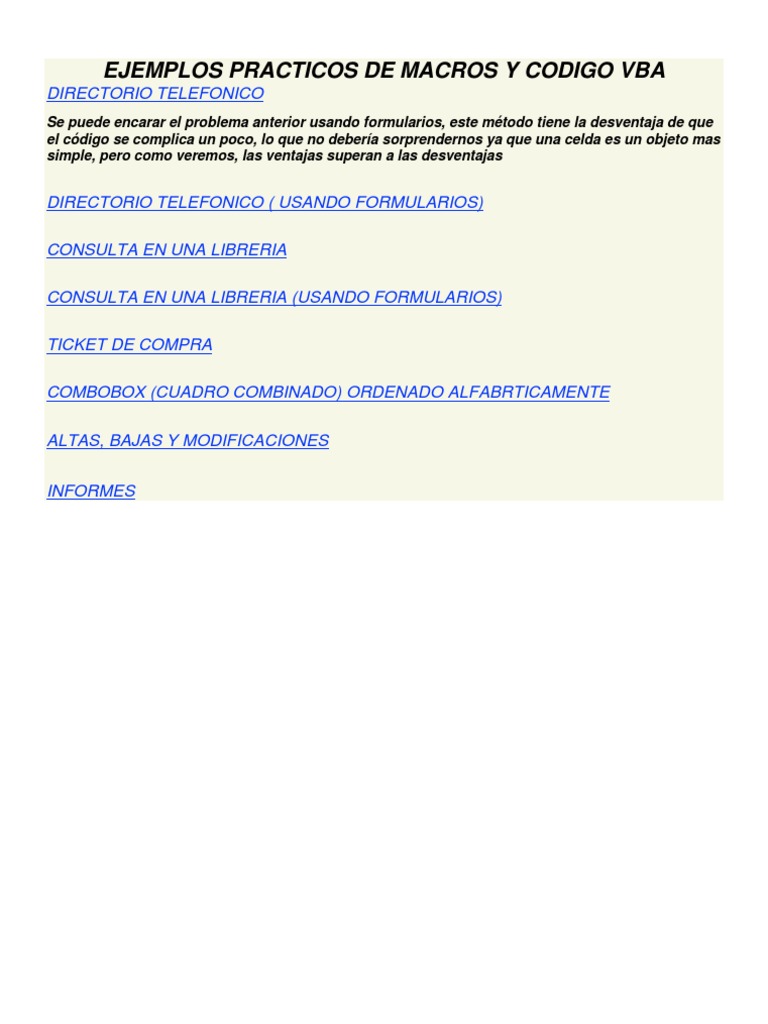 Ejemplos de Macros y Código VBA en Excel | PDF | Macro (informática ...