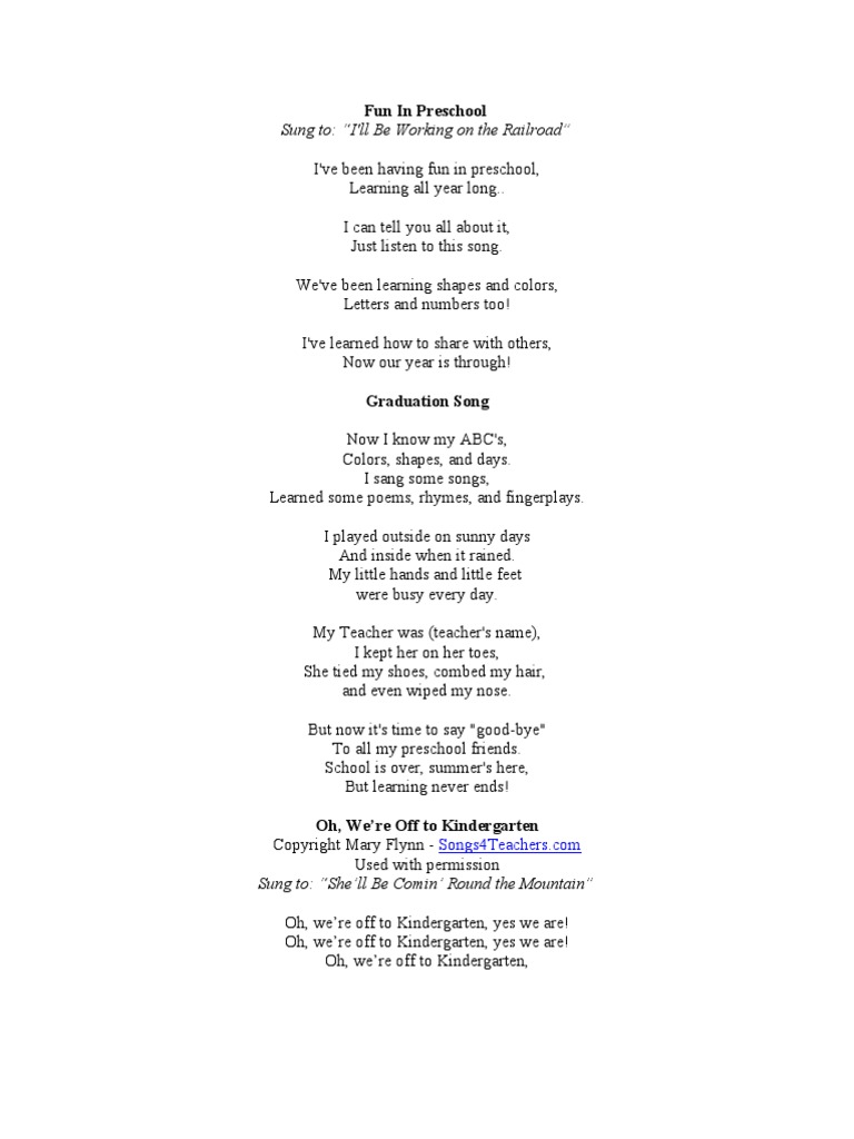 Preschool Graduation Poems For Kids